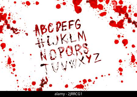 bloody alphabet.Letters abs with streaks and blood stains.Halloween ...