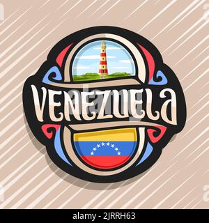 Vector logo for Venezuela country, fridge magnet with venezuelan flag ...
