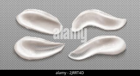 White cosmetic cream swatches, smears of skincare product isolated on ...
