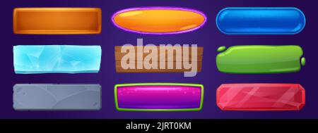 Ice game buttons, cartoon menu interface of iced textured blocks, ui gui graphic design elements ...