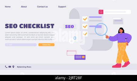 Seo checklist banner. Concept of search engine optimization audit ...