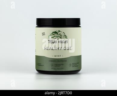 Healthy Gut (digestive support) powder editorial. dietary supplement in ...