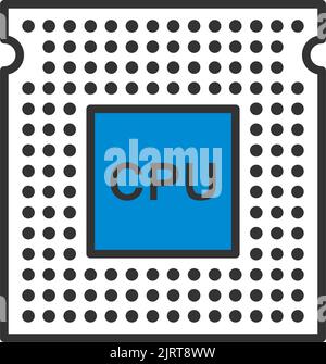 CPU Icon. Editable Bold Outline With Color Fill Design. Vector ...
