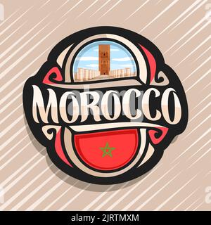 Vector logo for Morocco country, fridge magnet with moroccan state flag ...