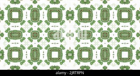 Foliage kaleidoscope seamless border pattern. Trendy optic fresh design ...