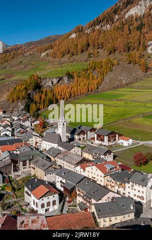 Ancient Medieval Castle Steinsberg in the small village of Ardez with ...