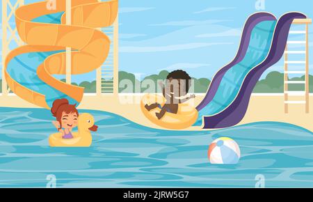afro boy in water park scene Stock Vector Image & Art - Alamy