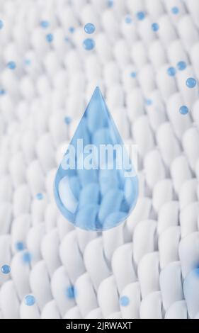 Wave cloth with cleaning water bubble, 3d rendering. Computer digital ...