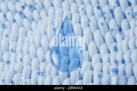 Wave cloth with cleaning water bubble, 3d rendering. Computer digital ...