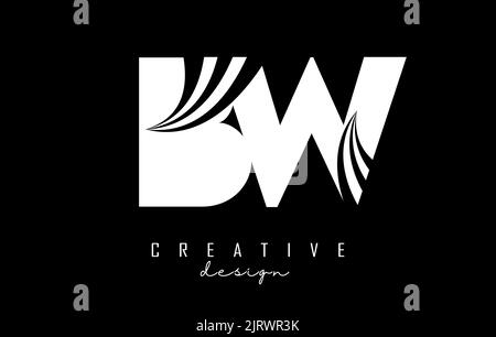 BW B W Lines Letter Design with Creative Elegant Zebra Vector ...