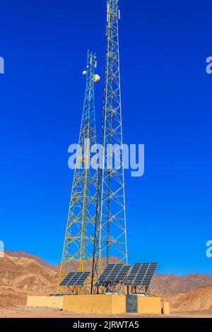 Solar panel in a desert, Egypt Stock Photo - Alamy