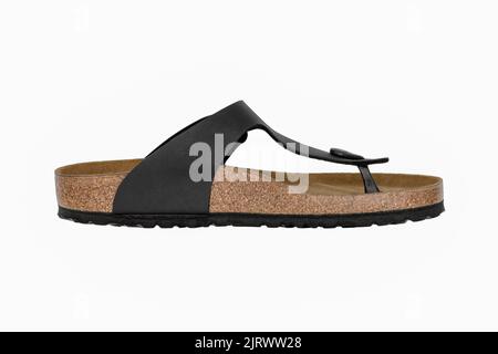 side view of man sandal flip-flop footwear, isolated on white ...