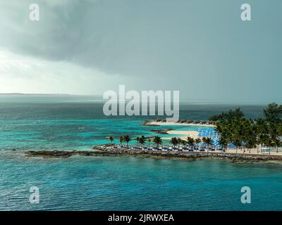 Coco Cay, Bahamas - February 13, 2022: An aerial view of Coco Cay a ...