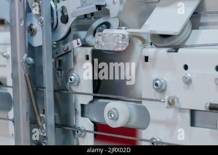 Elevator door opening and closing mechanism at lift exhibition Stock ...