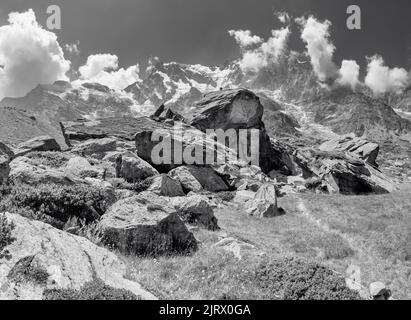 The Monte Rosa and Punta Gnifetti paks - Valle Anzasca valley Stock ...