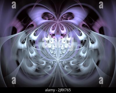 Beautiful fractal flower or butterfly with glowing elements. Abstract ...