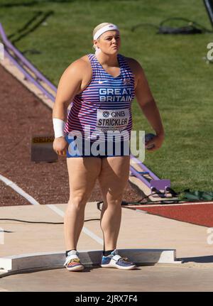 Amelia Strickler of GB&NI competing in the women’s shot put heats at ...