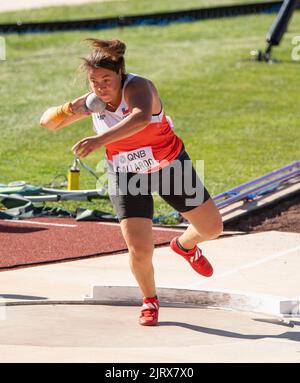 Ivana Xennia Gallardo of Chile competing in the women’s shot put heats ...