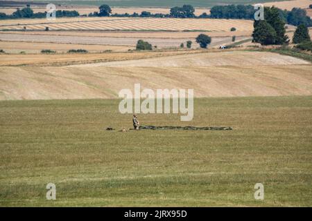 British army paratrooper preparing to move out from an airborne assault ...