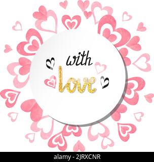 hand drawn golden hearts valentine's day elements scribble doodle style ...