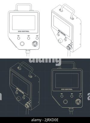 Stylized vector illustrations of automated CNC machine for 3D carving isometric drawings Stock ...