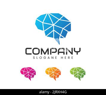 creative head brain technology logo vector design symbol icon ...