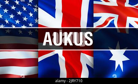 AUKUS text on Australia, United Kingdom and the United States flag ...