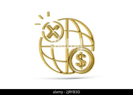 Golden 3d religious conflict icon isolated on white background - 3d ...