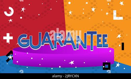 Guarantee. Word written with Children's font in cartoon style Stock ...