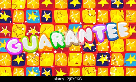 Guarantee. Word written with Children's font in cartoon style Stock ...