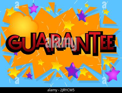 Guarantee. Word written with Children's font in cartoon style Stock ...