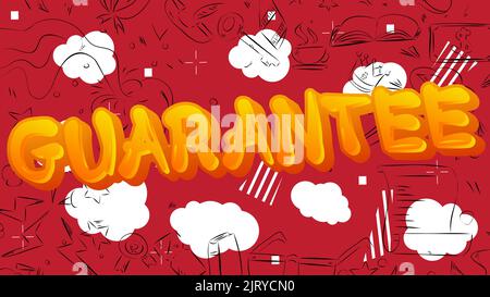 Guarantee. Word written with Children's font in cartoon style Stock ...
