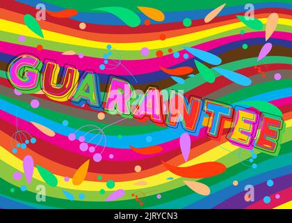 Guarantee. Word written with Children's font in cartoon style Stock ...