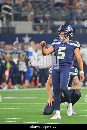 Seattle Seahawks place kicker Jason Myers looks on during the game ...