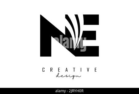 NE Letter Logo With Black Lines Design. Line Letter Symbol Vector ...