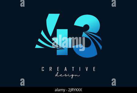 43 4 3 Number Logo Design with a Creative Cut and Black Circle ...