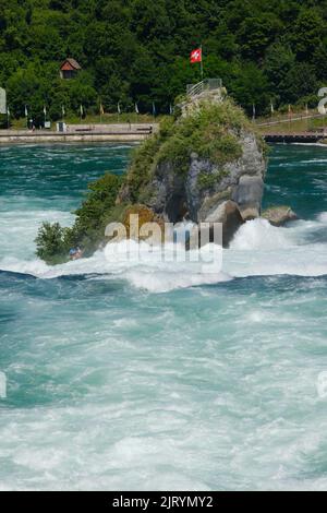 Viewing rock in the Rhine Falls, Laufen Castle in the back ...