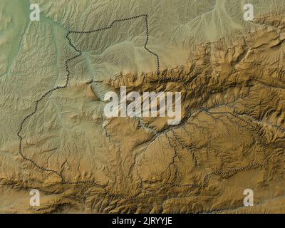 Badghis, province of Afghanistan. Colored elevation map with lakes and ...