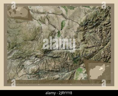 Baghlan, province of Afghanistan. High resolution satellite map. Corner ...