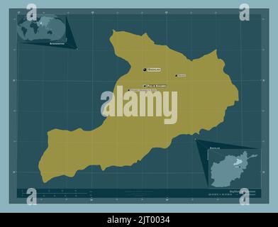 Baghlan, province of Afghanistan. Solid color shape. Corner auxiliary ...