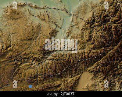 Baghlan, province of Afghanistan. Colored elevation map with lakes and ...