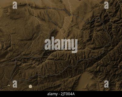 Baghlan, province of Afghanistan. Colored elevation map with lakes and ...
