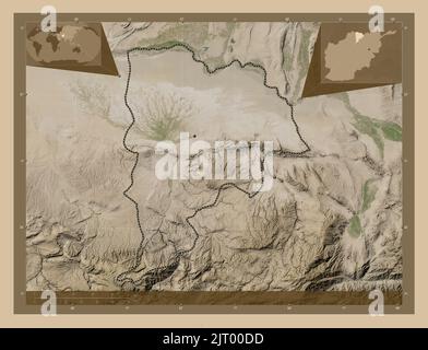 Balkh, province of Afghanistan. Low resolution satellite map. Locations ...