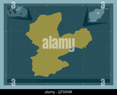 Bamyan, province of Afghanistan. Solid color shape. Locations of major ...