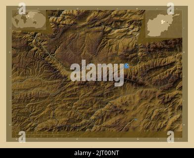 Bamyan, province of Afghanistan. Elevation map colored in wiki style ...