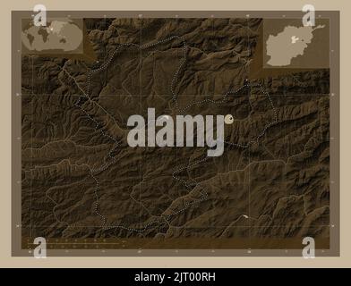 Bamyan, province of Afghanistan. Elevation map colored in wiki style ...