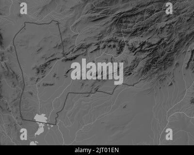 Farah, province of Afghanistan. Grayscale elevation map with lakes and ...