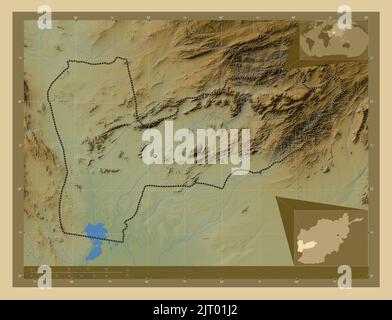 Farah, province of Afghanistan. Colored elevation map with lakes and ...