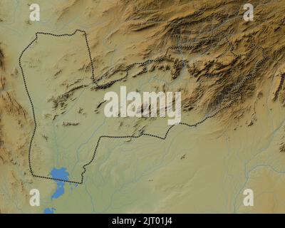 Farah, province of Afghanistan. Colored elevation map with lakes and ...