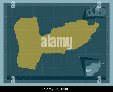 Farah, province of Afghanistan. Solid color shape. Locations of major ...